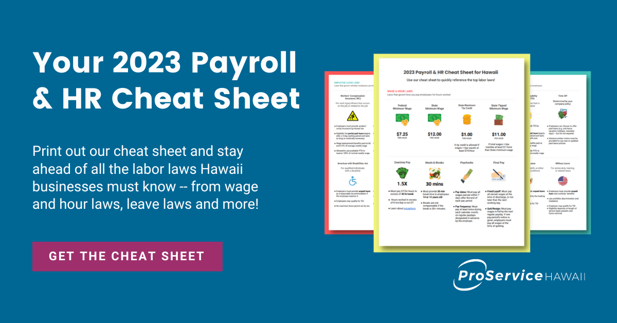 Your 2023 HR Cheat Sheet | ProService Hawaii